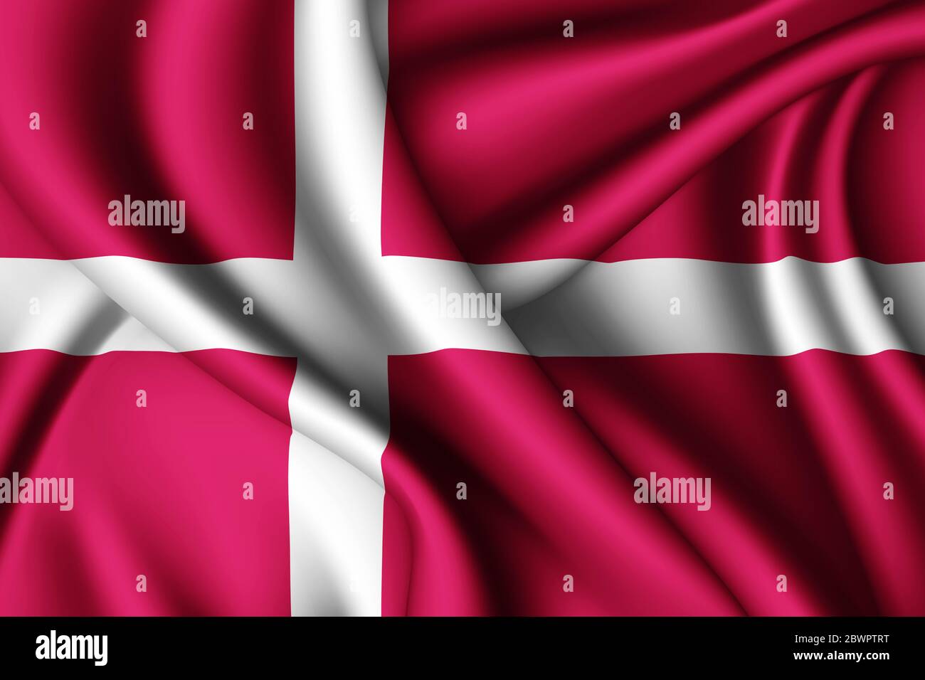 3d rendering waving silk flag of Denmark Stock Photo - Alamy
