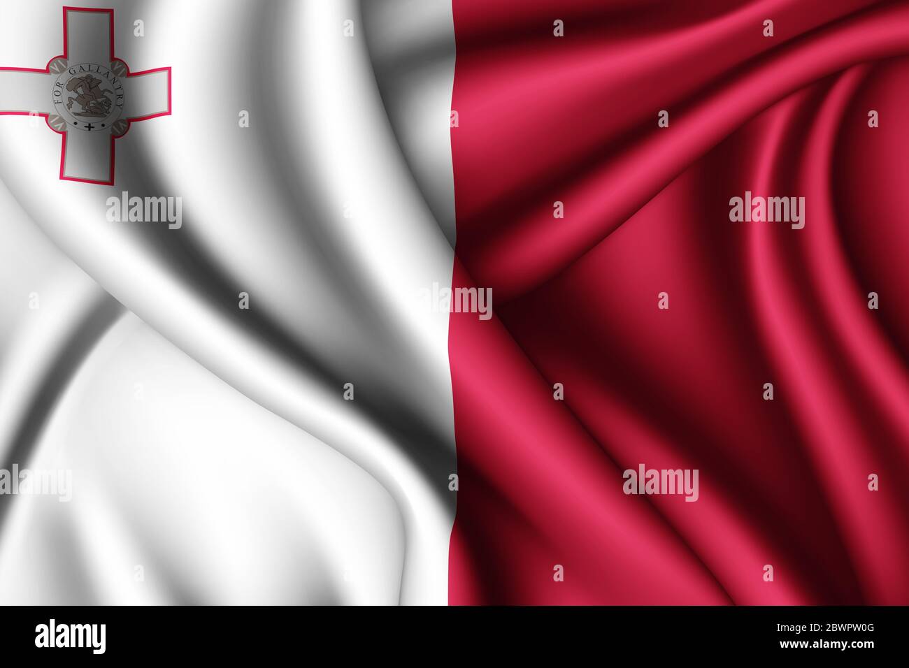 3d rendering waving silk flag of Malta Stock Photo - Alamy