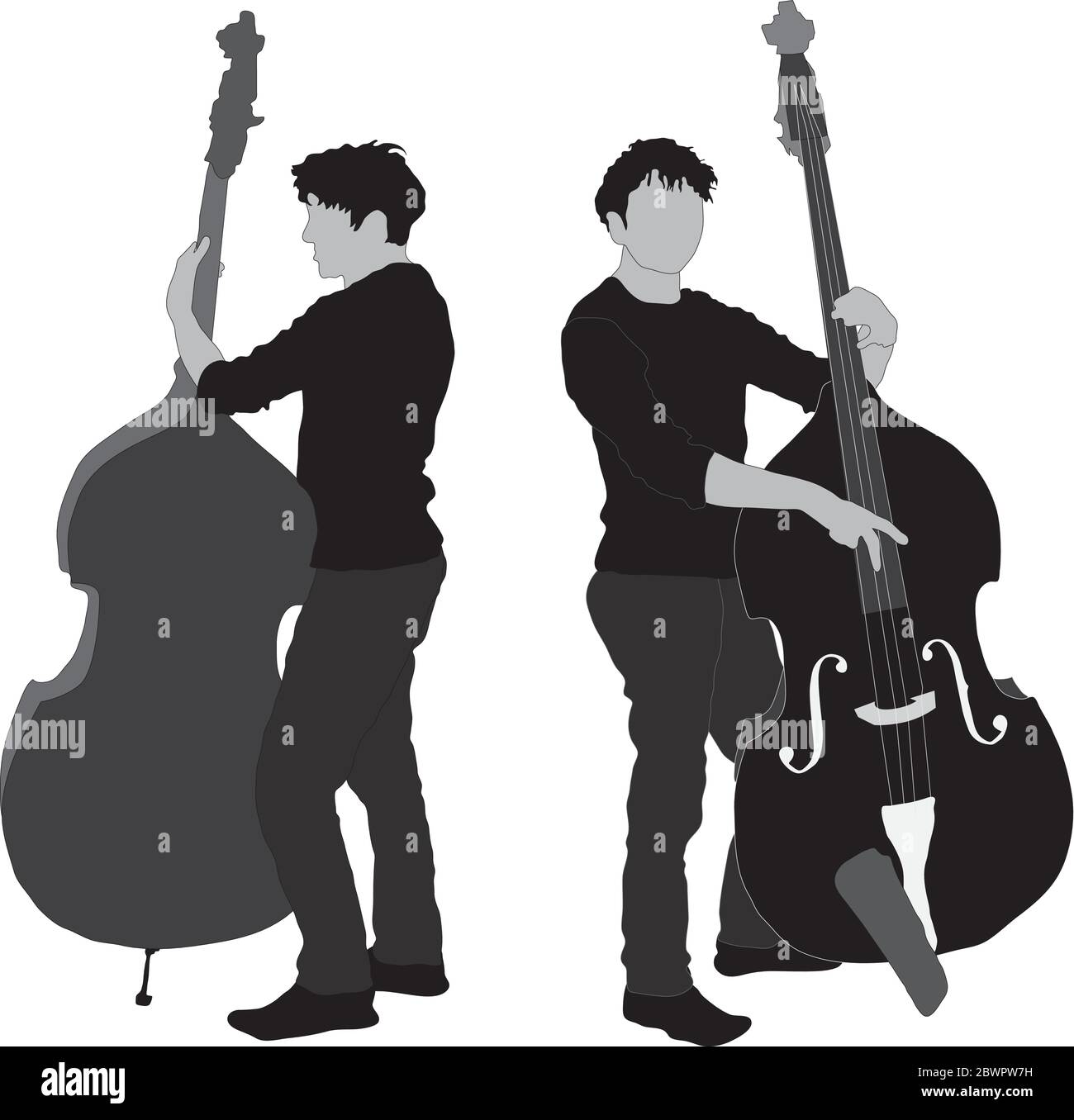Men playing double bass, simple vector illustration Stock Vector Image ...