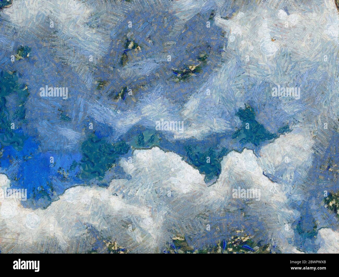 Clouds and sky Illustrations creates an impressionist style of painting ...