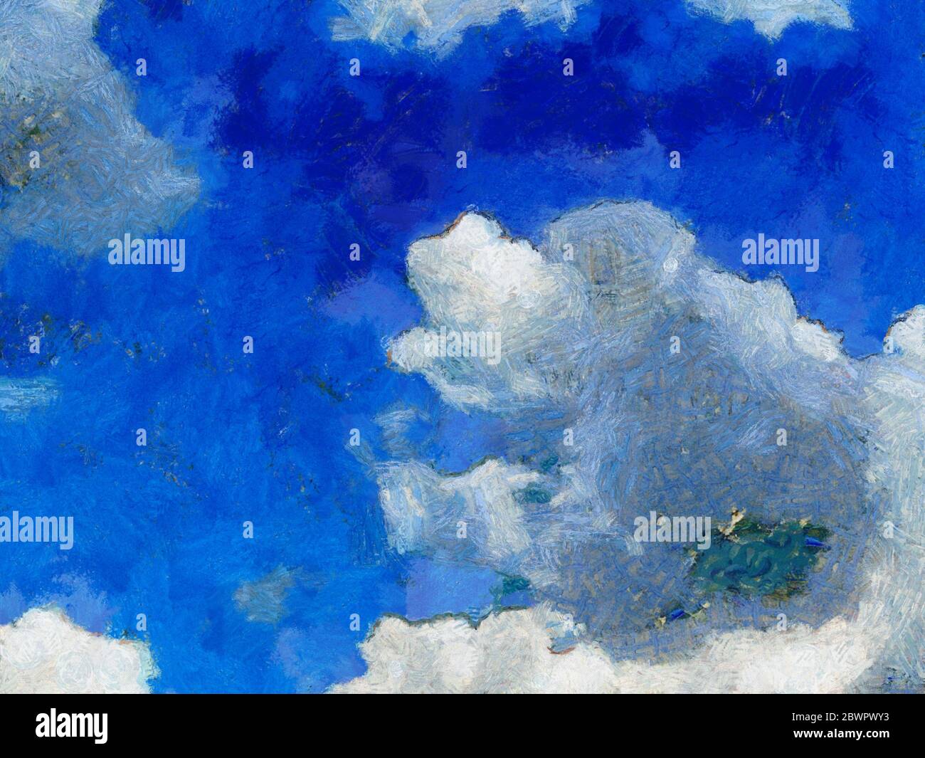 Clouds and sky Illustrations creates an impressionist style of painting ...