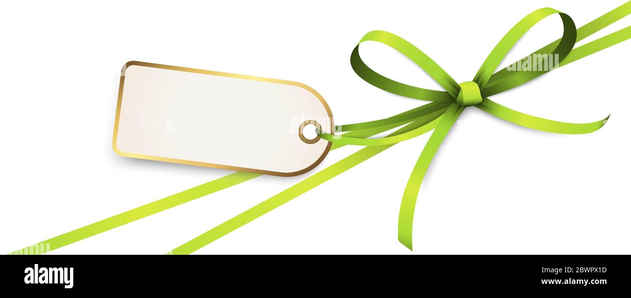 EPS 10 vector illustration of green colored ribbon bow and gift band ...