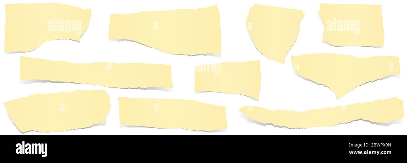 collection of yellow colored scraps of papers with shadows Stock Vector ...