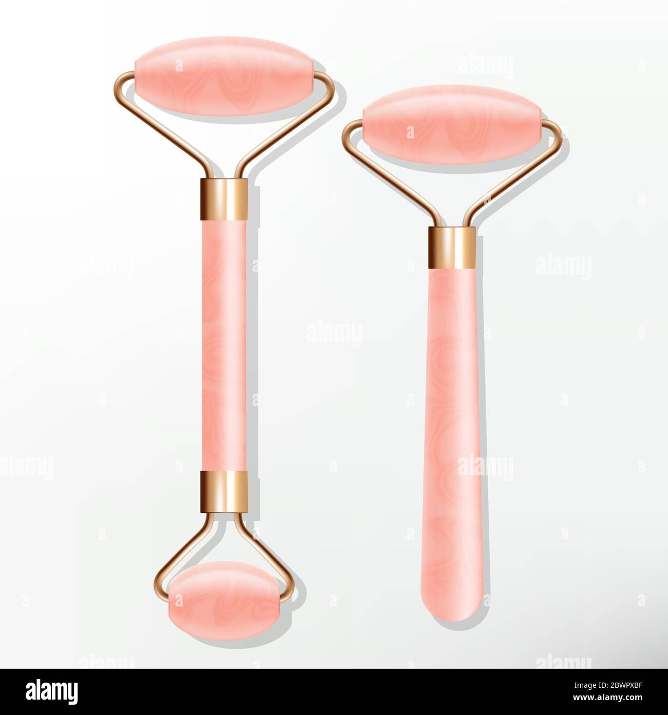 Vector Trendy Natural Rose Quartz Crystal Roll on Face Massager with ...