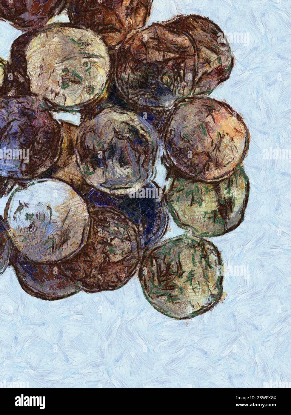 coin Illustrations creates an impressionist style of painting Stock ...