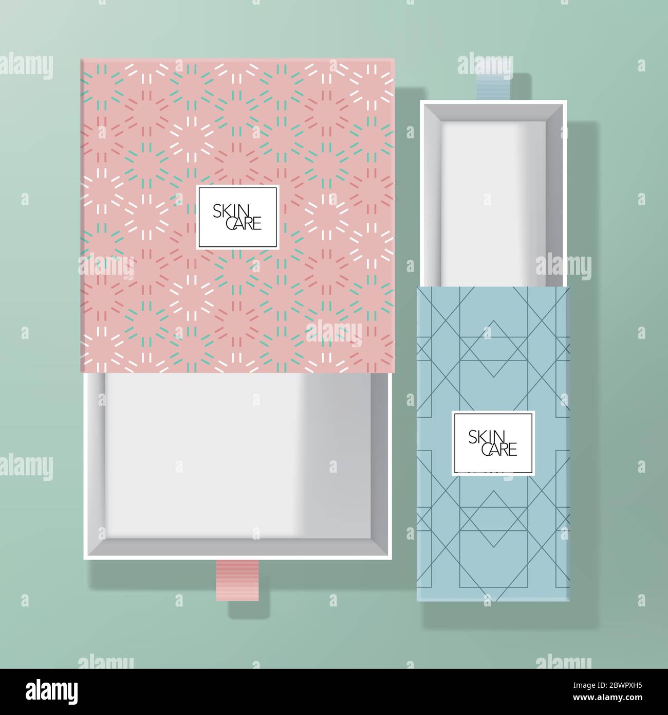 Vector Drawer Box Packaging with Pasted Colored Geometric Pattern Stock ...