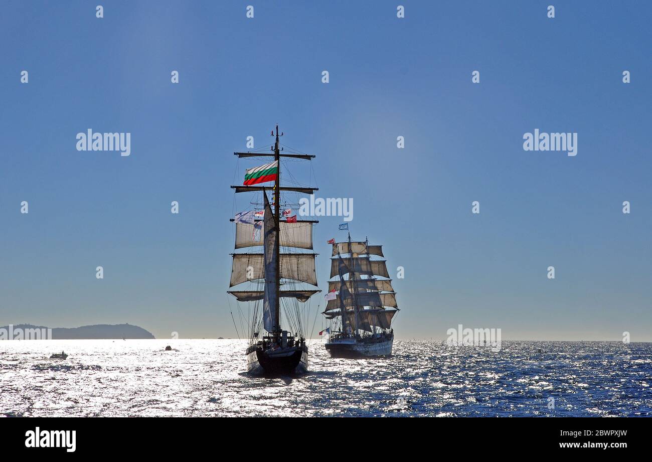 Parade of legendary sails in the harbor of Toulon Stock Photo - Alamy