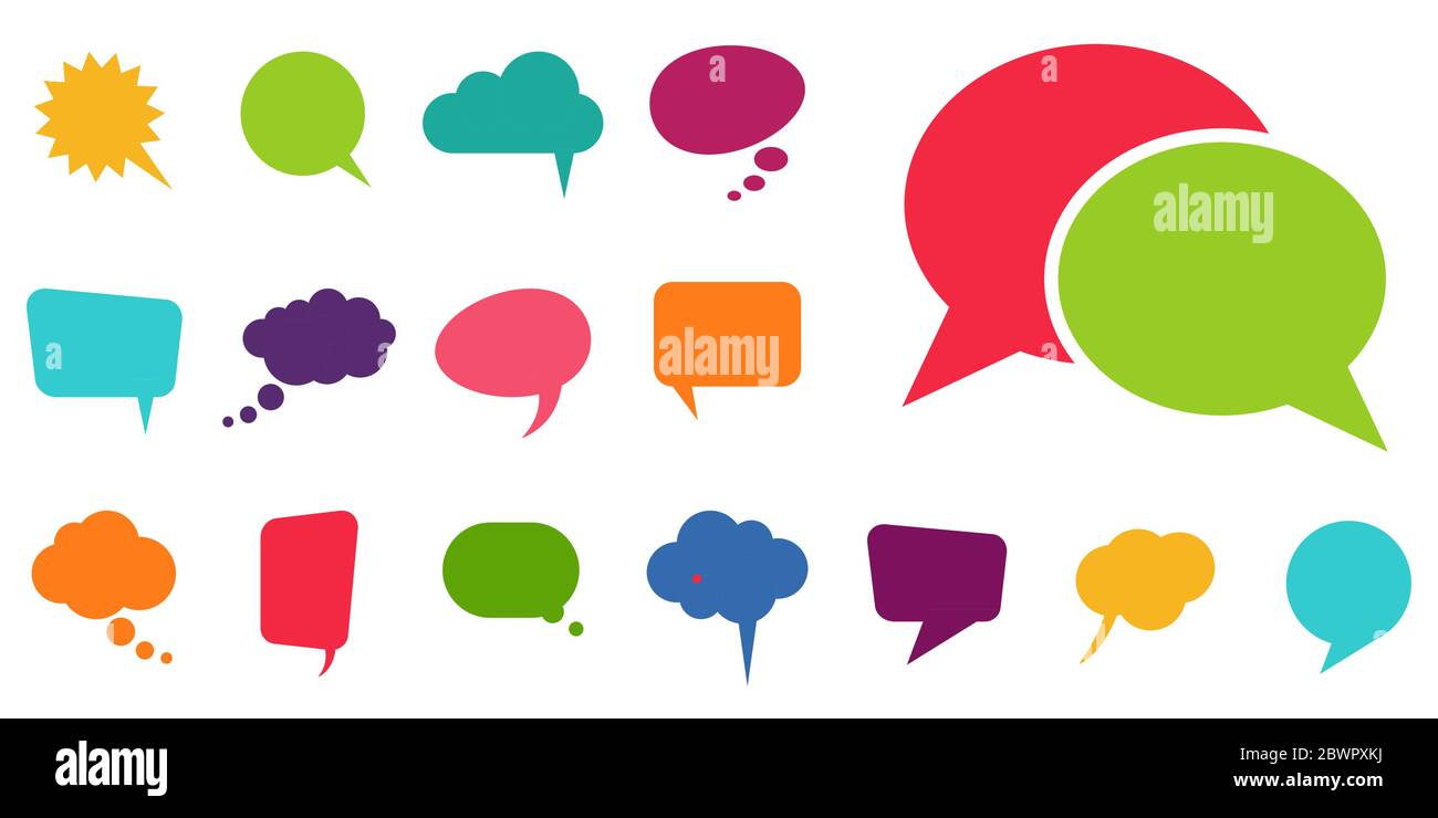 collection of different speech bubbles and thought bubbles with space ...