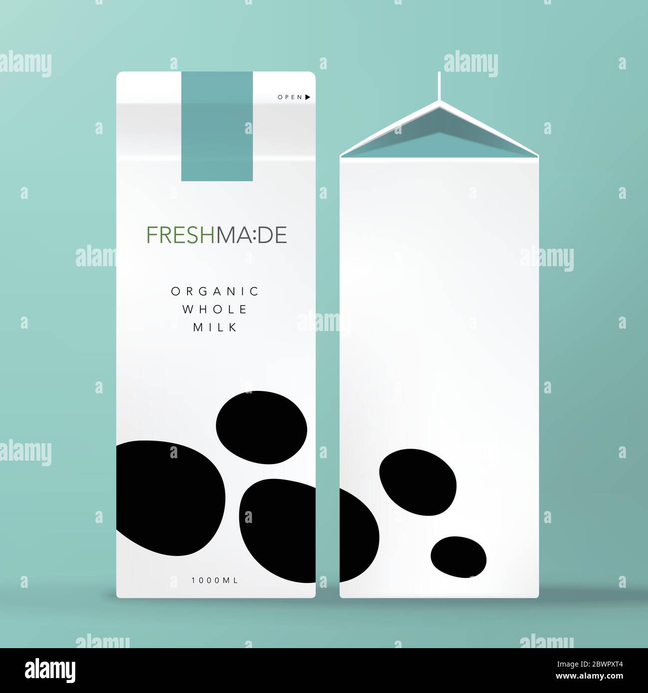 Vector Minimal Juice or Milk Flat Lay Packaging. Black, White ...
