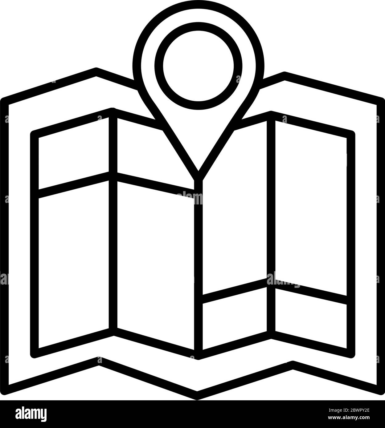 pin pointer location in paper map line style Stock Vector Image & Art ...