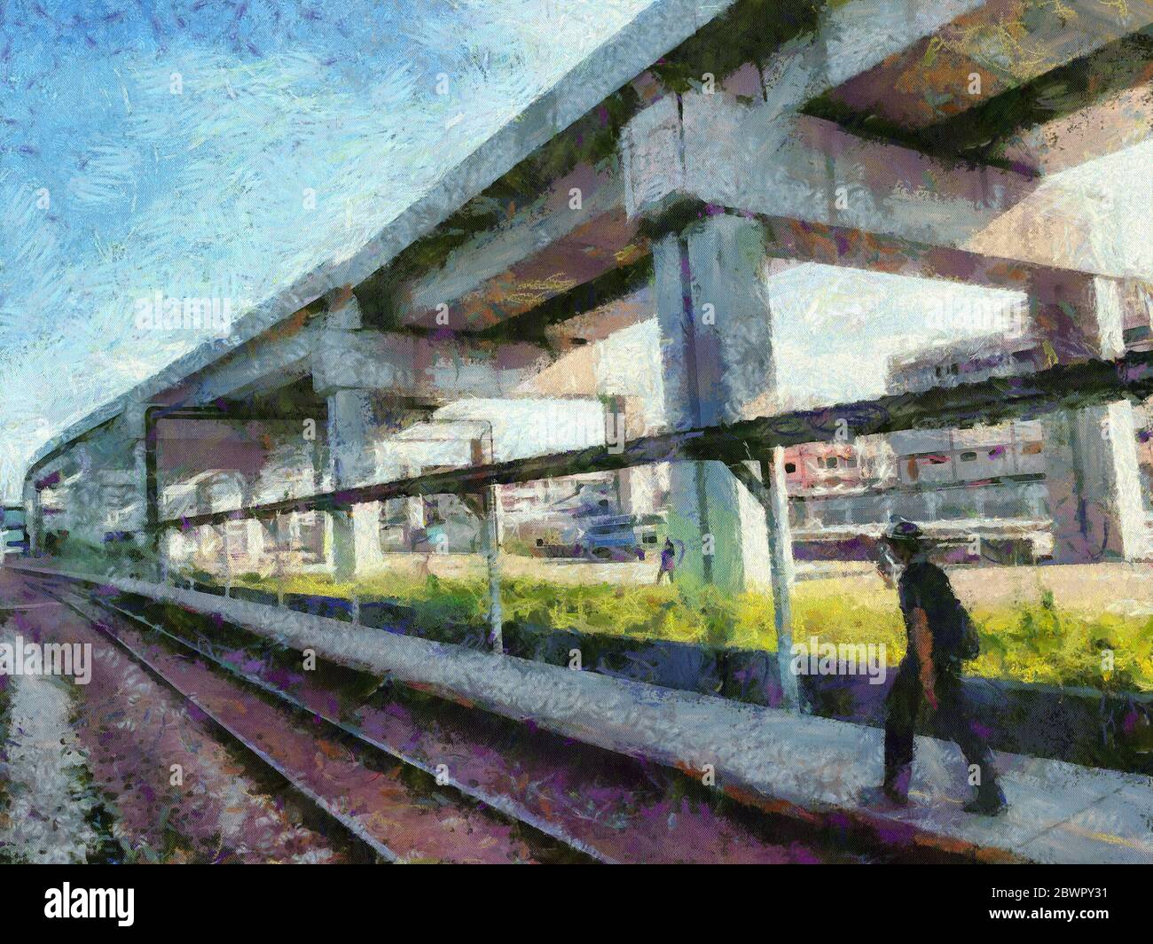 Railroad tracks and sky train tracks Illustrations creates an ...