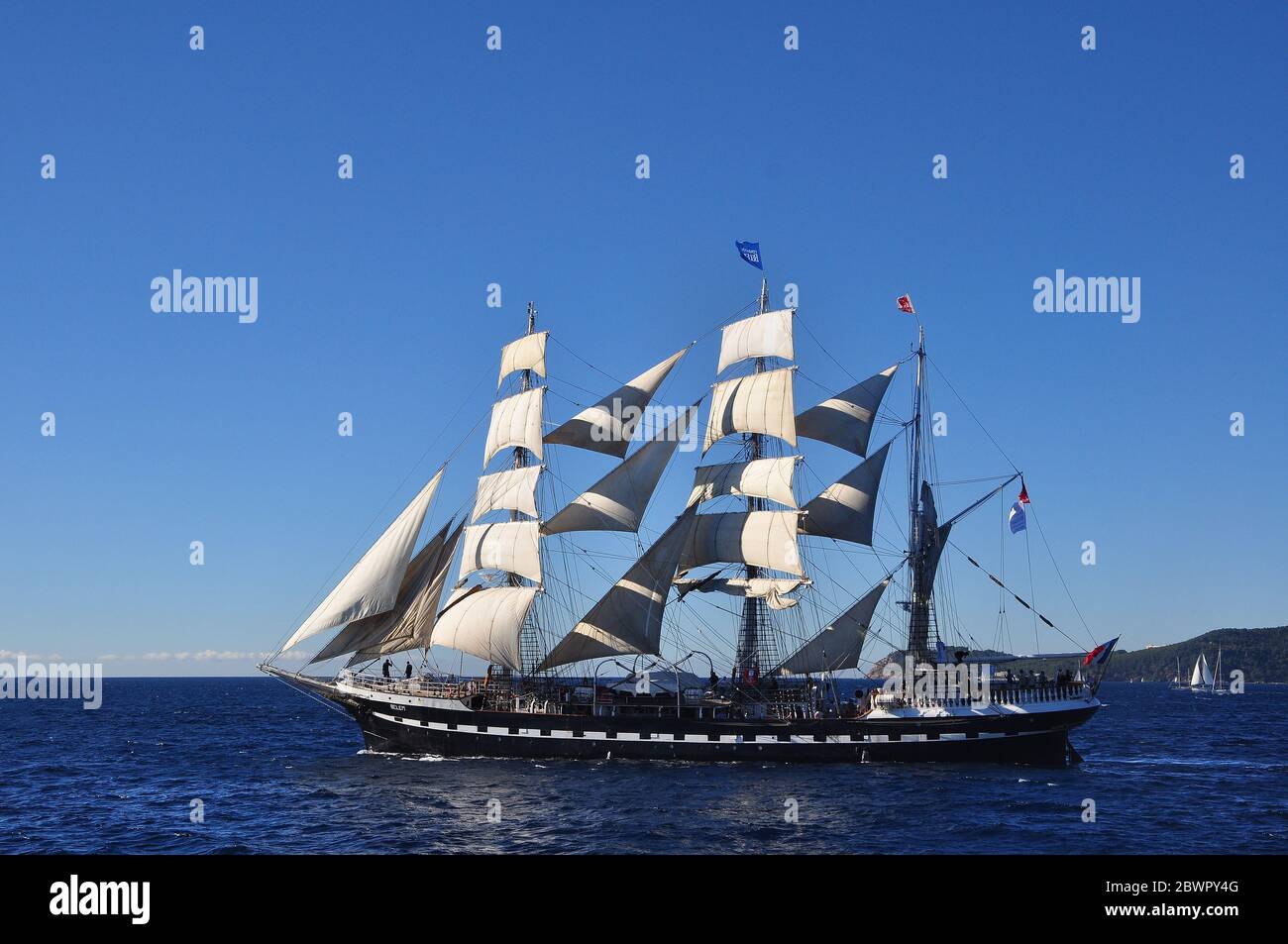 French Belem during Parade of legendary sails in the harbor of Toulon ...