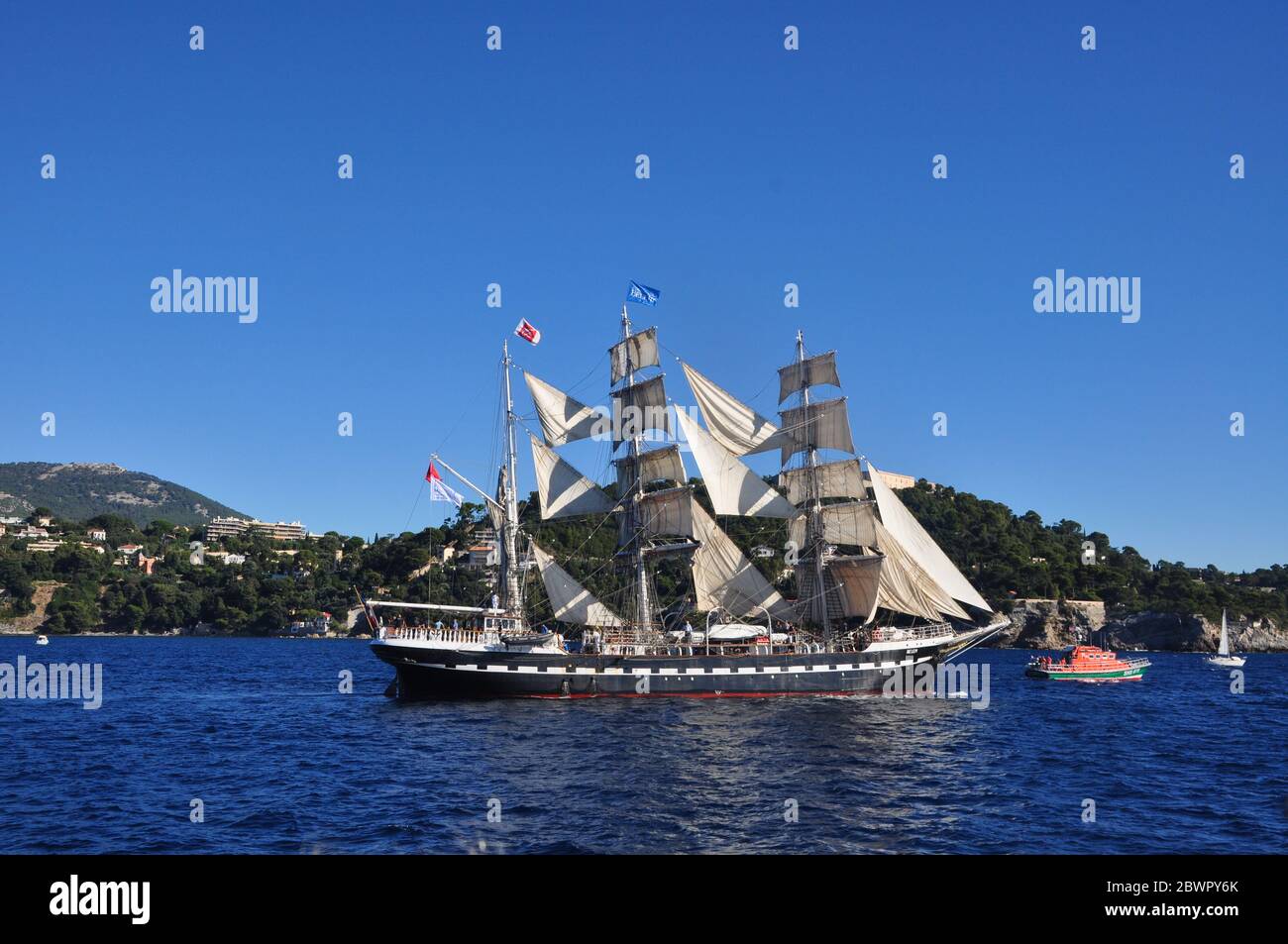 French Belem during Parade of legendary sails in the harbor of Toulon ...