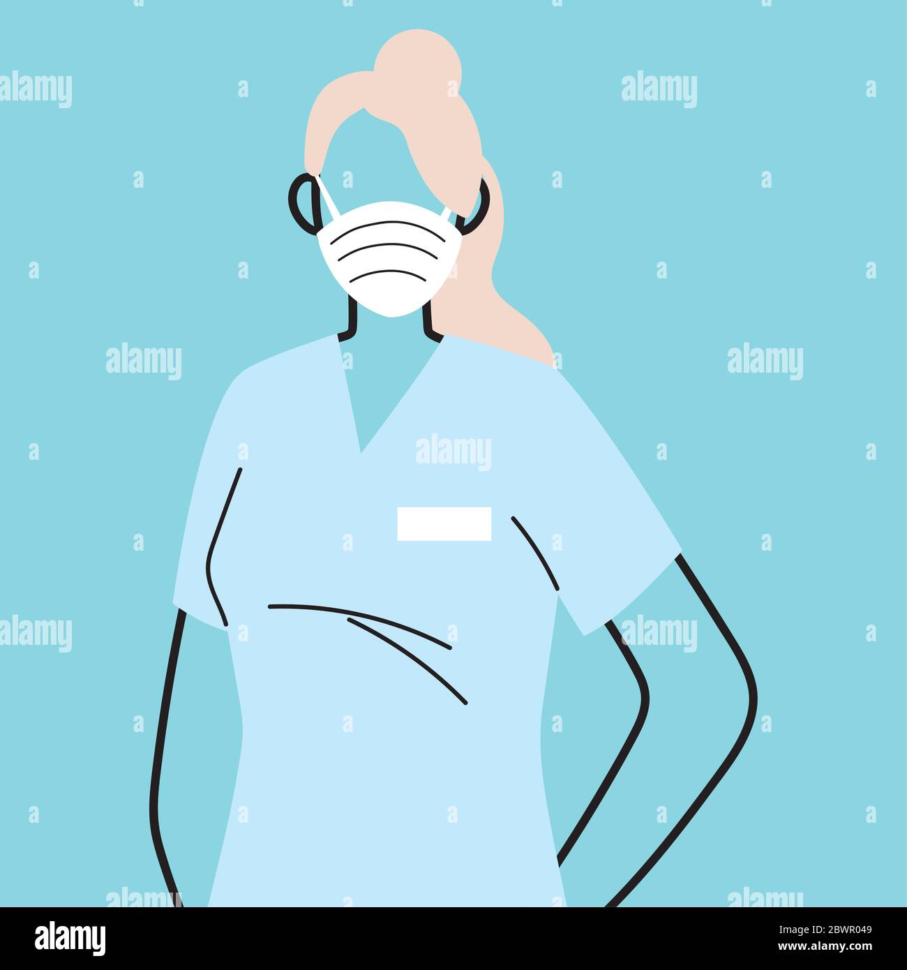 woman nurse using face mask and uniform vector illustration design ...