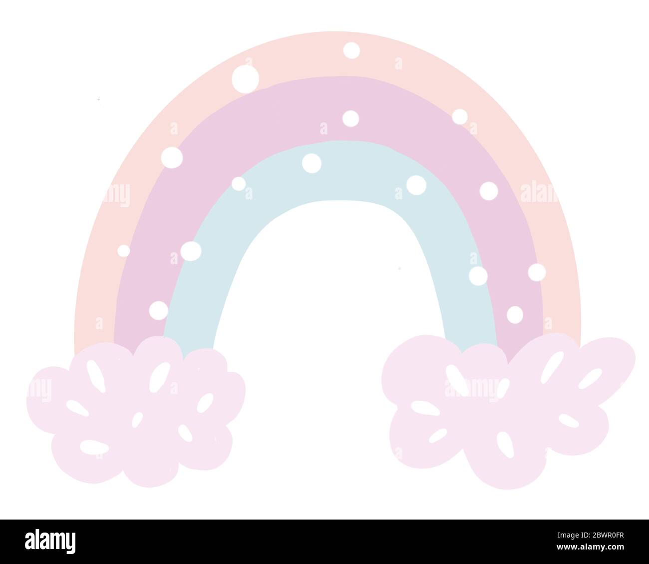 Illustration color cartoon rainbow in gentle pastel colors with ...