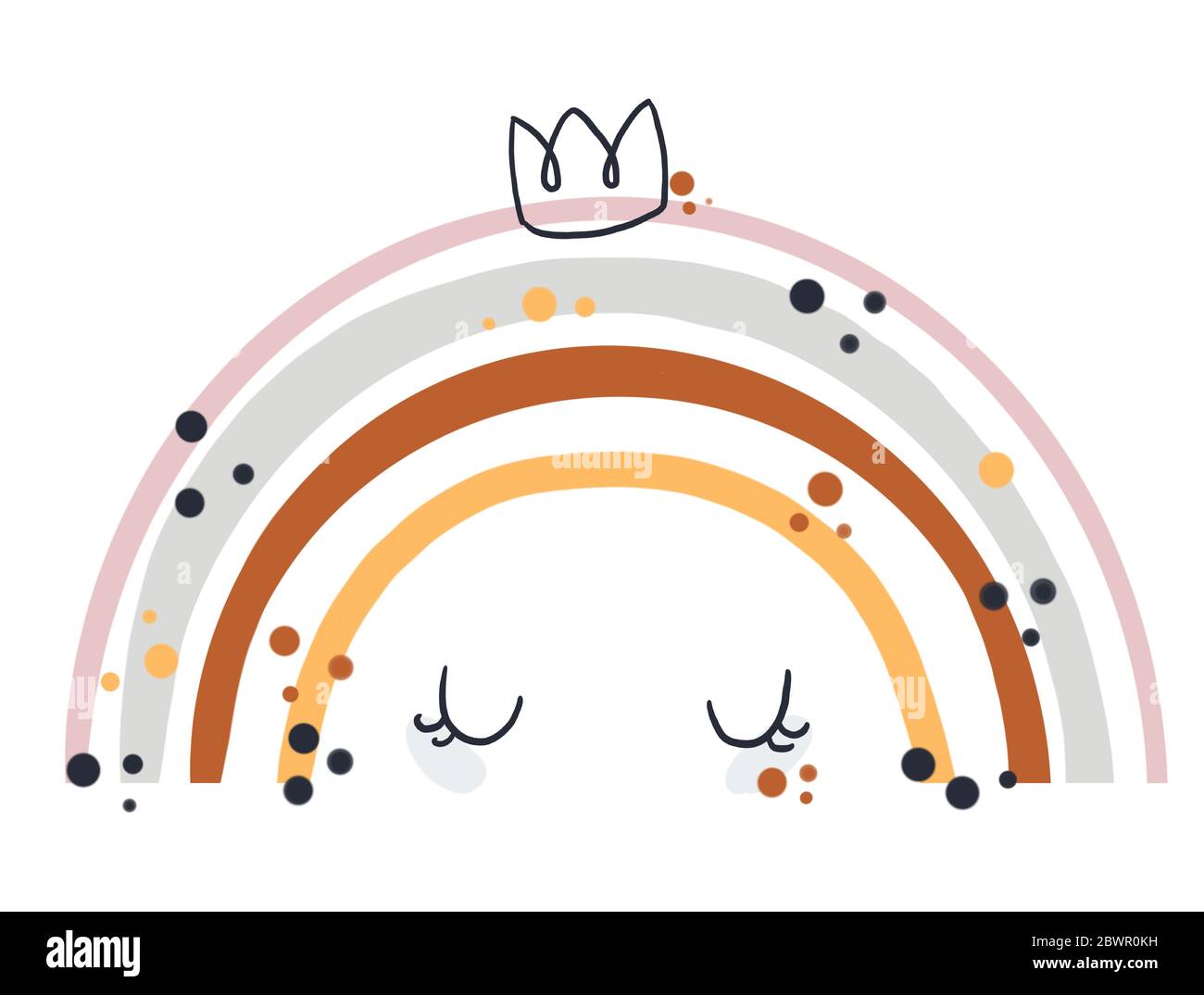 Illustration color cartoon rainbow in gentle pastel colors with ...