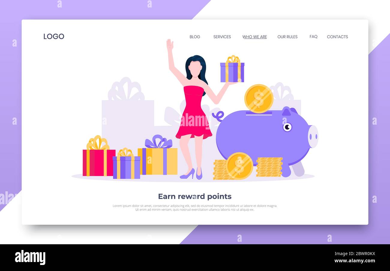 Earn points business landing page concept flat style design vector ...