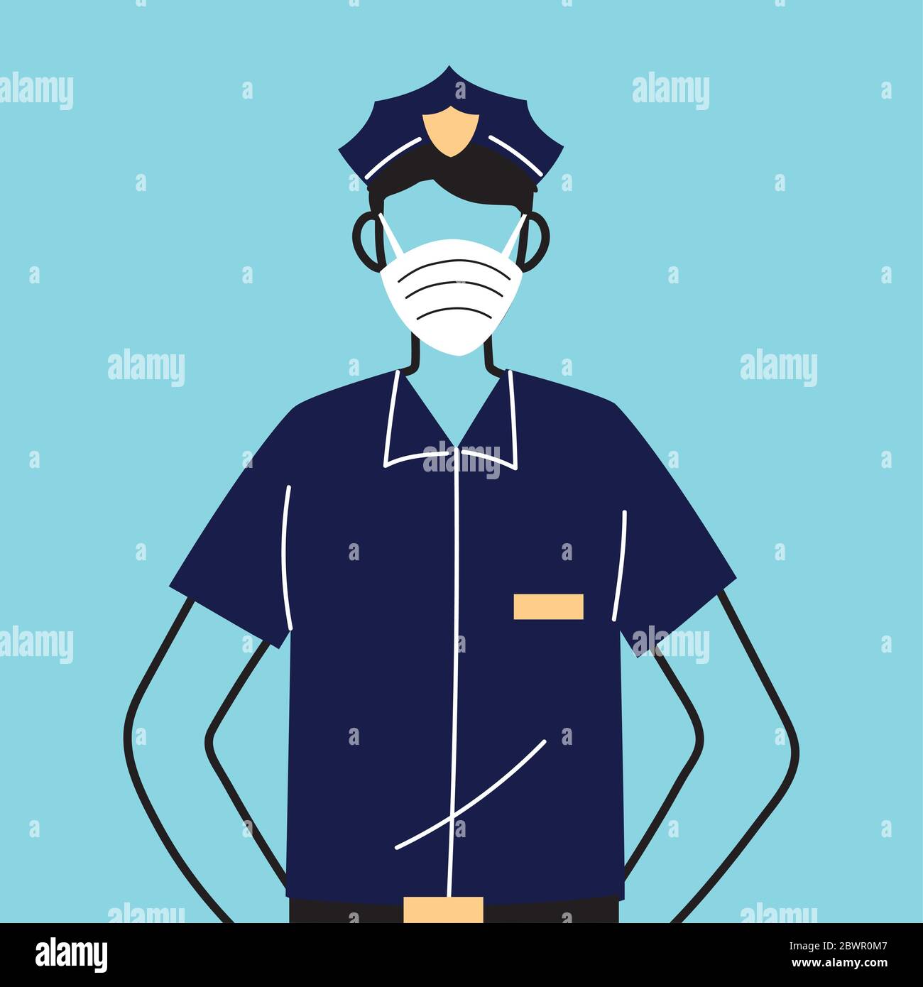 police worker using face mask for covid 19 vector illustration design ...