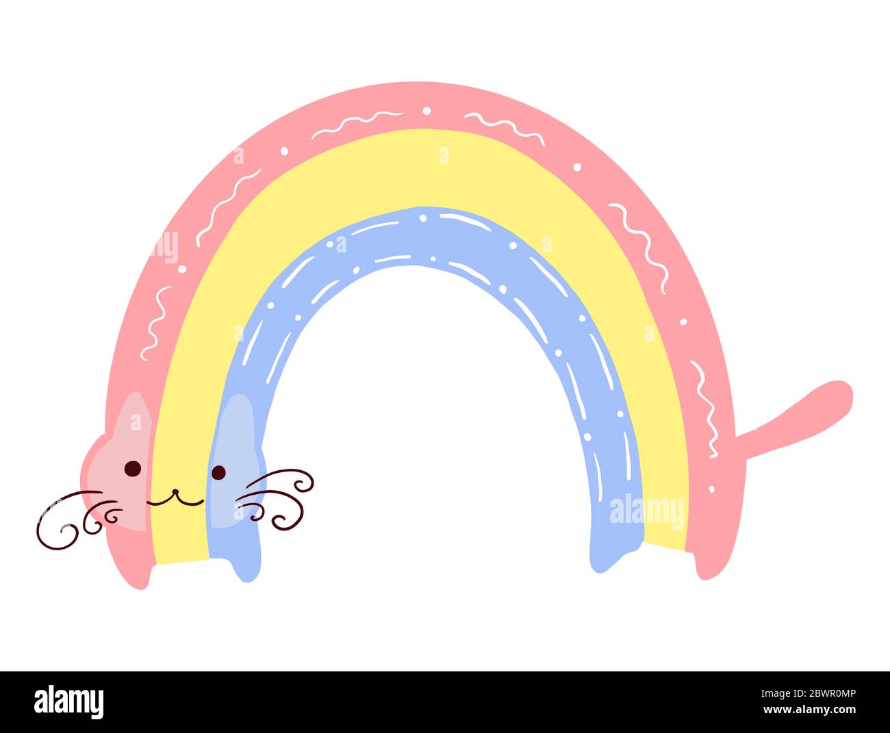 Illustration color cartoon rainbow in gentle pastel colors with ...
