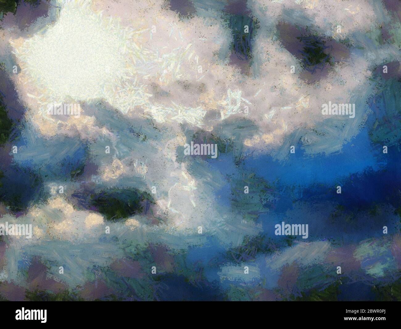 Sun, sky, clouds Illustrations creates an impressionist style of ...