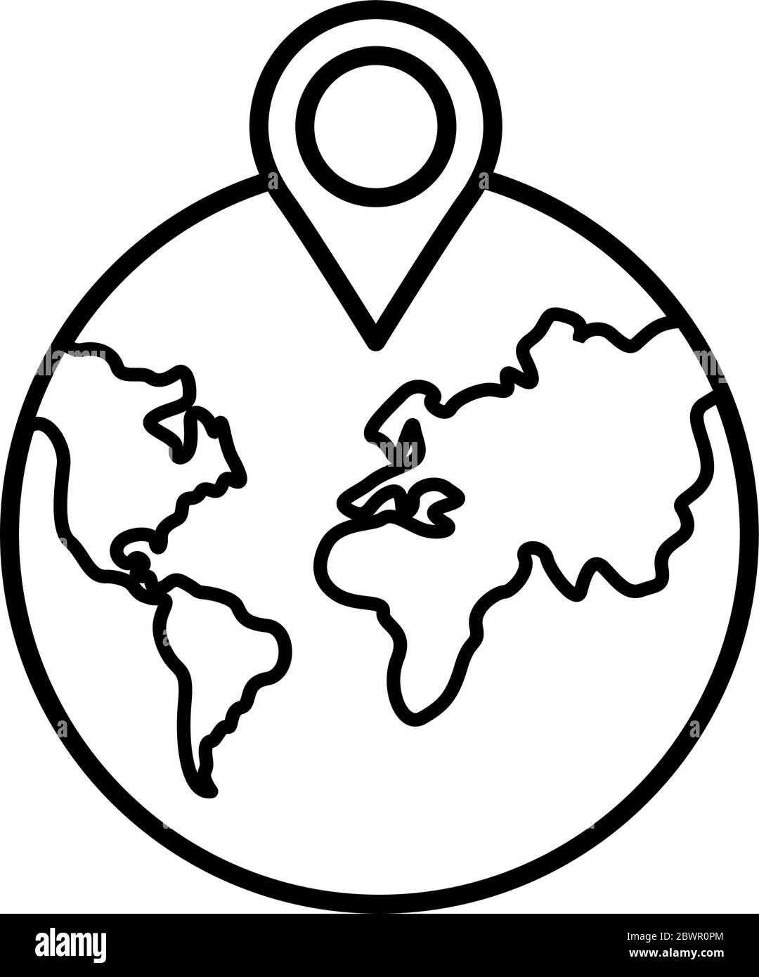 earth planet with pin pointer location line style Stock Vector Image ...