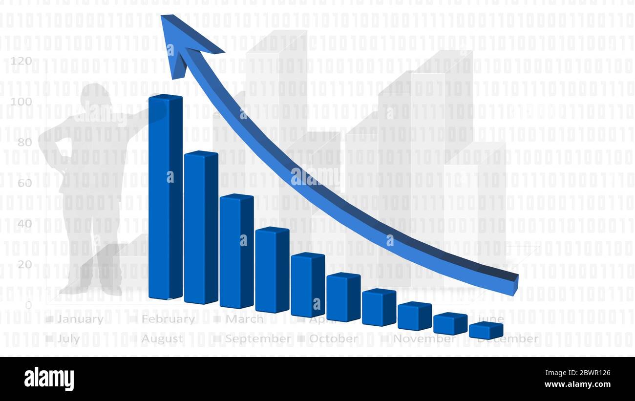 Business Growth Bar Graph with Rising Arrow - 3D Illustration Stock ...