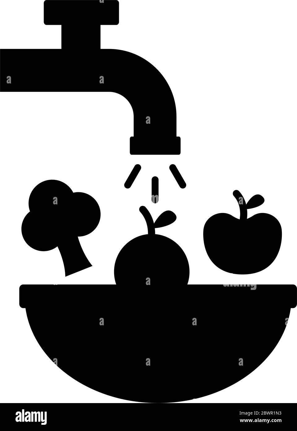 washing the vegetables healthy silhouette style Stock Vector Image ...