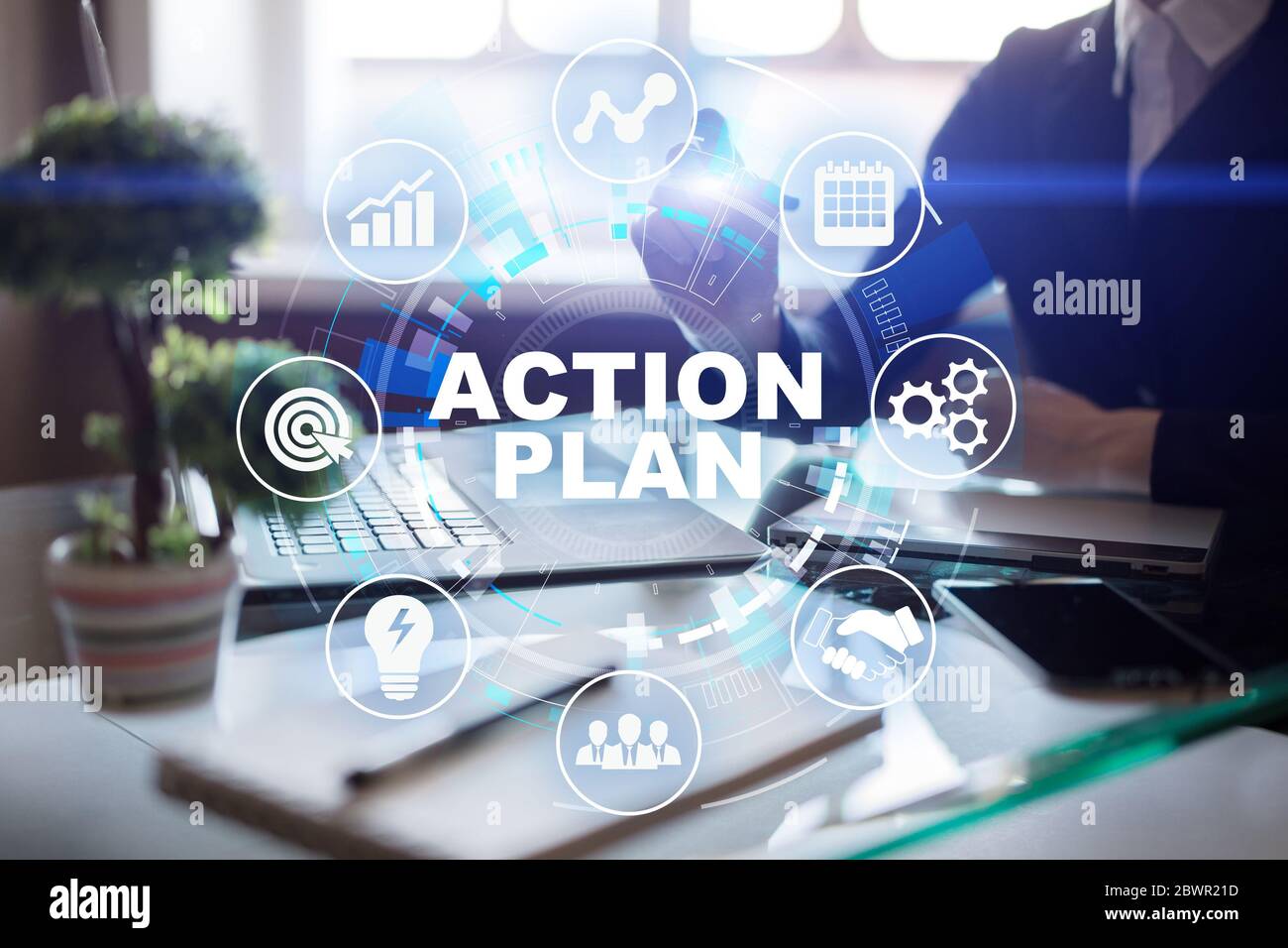 Action plan, business strategy, time management concept on virtual ...