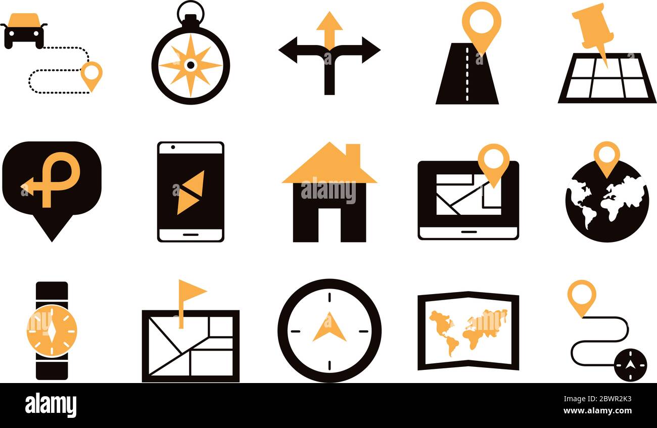 bundle of area and locations set icons Stock Vector Image & Art - Alamy