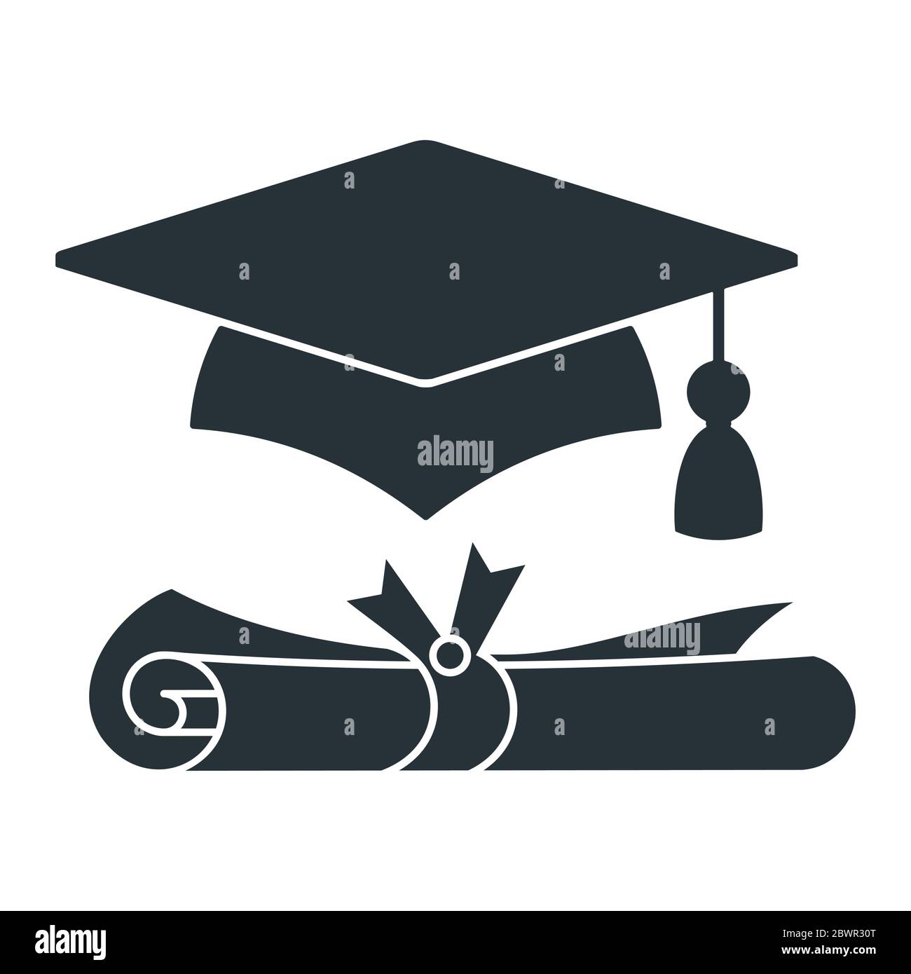 Graduation cap with diploma vector black icon Stock Vector Image & Art ...