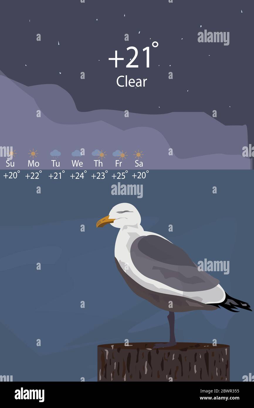 a night theme weather forecast for mobile app Stock Vector Image & Art ...