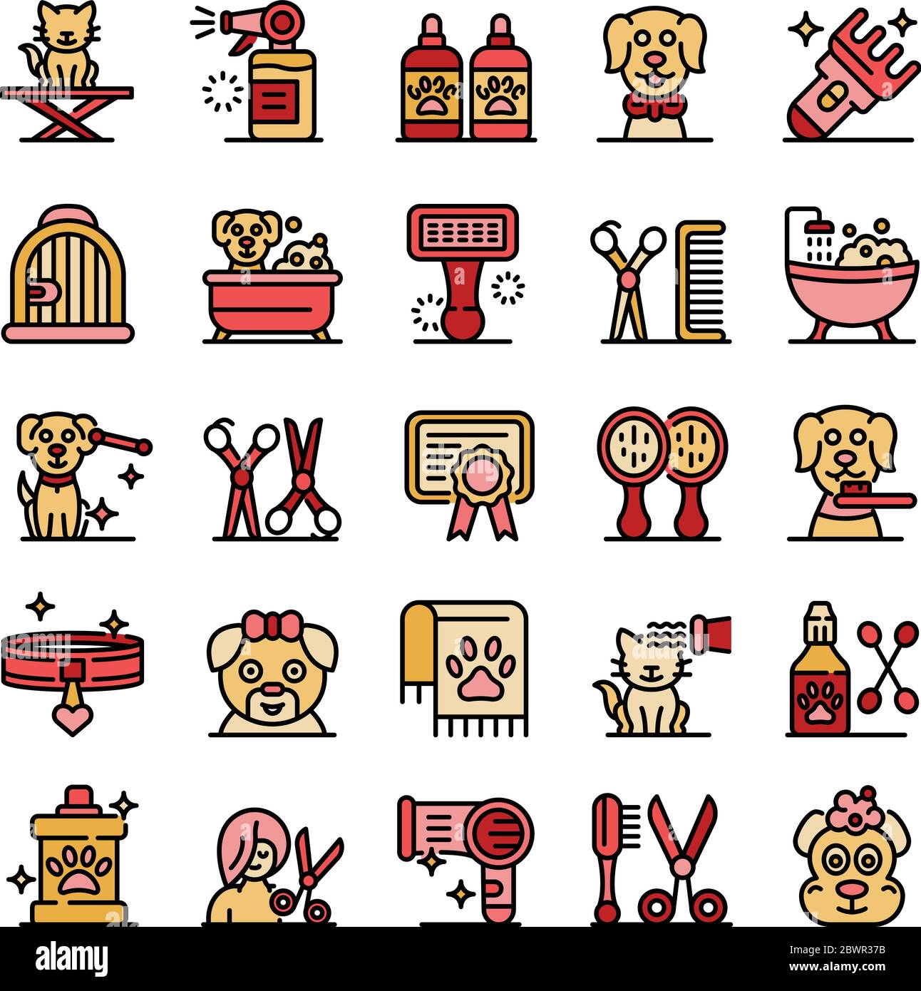 Groomer icons set, outline style Stock Vector Image & Art - Alamy