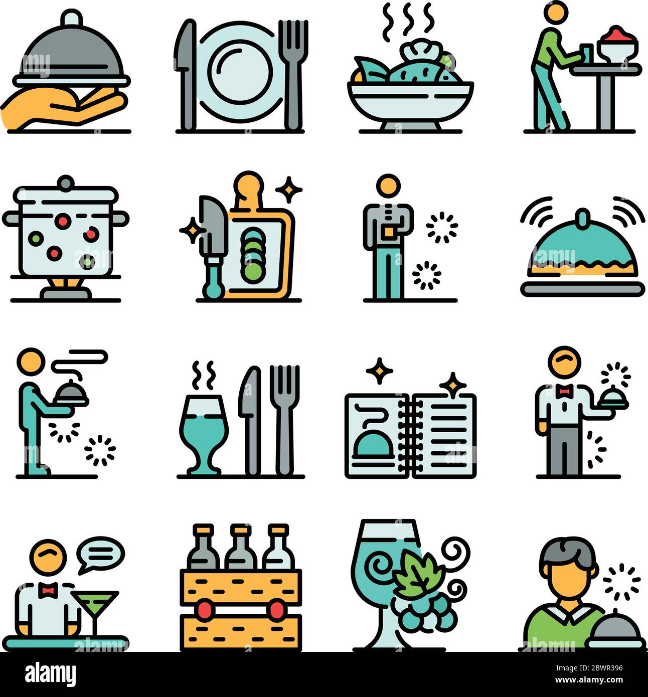 Butler icons set, outline style Stock Vector Image & Art - Alamy