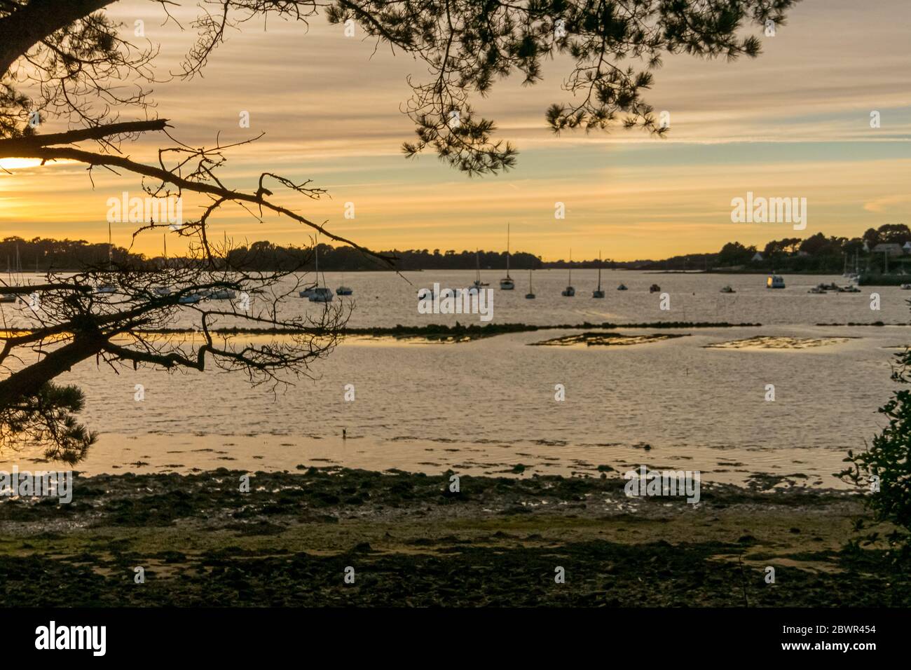 Boats on Bender Island in the Gulf of Morbihan. France Stock Photo - Alamy