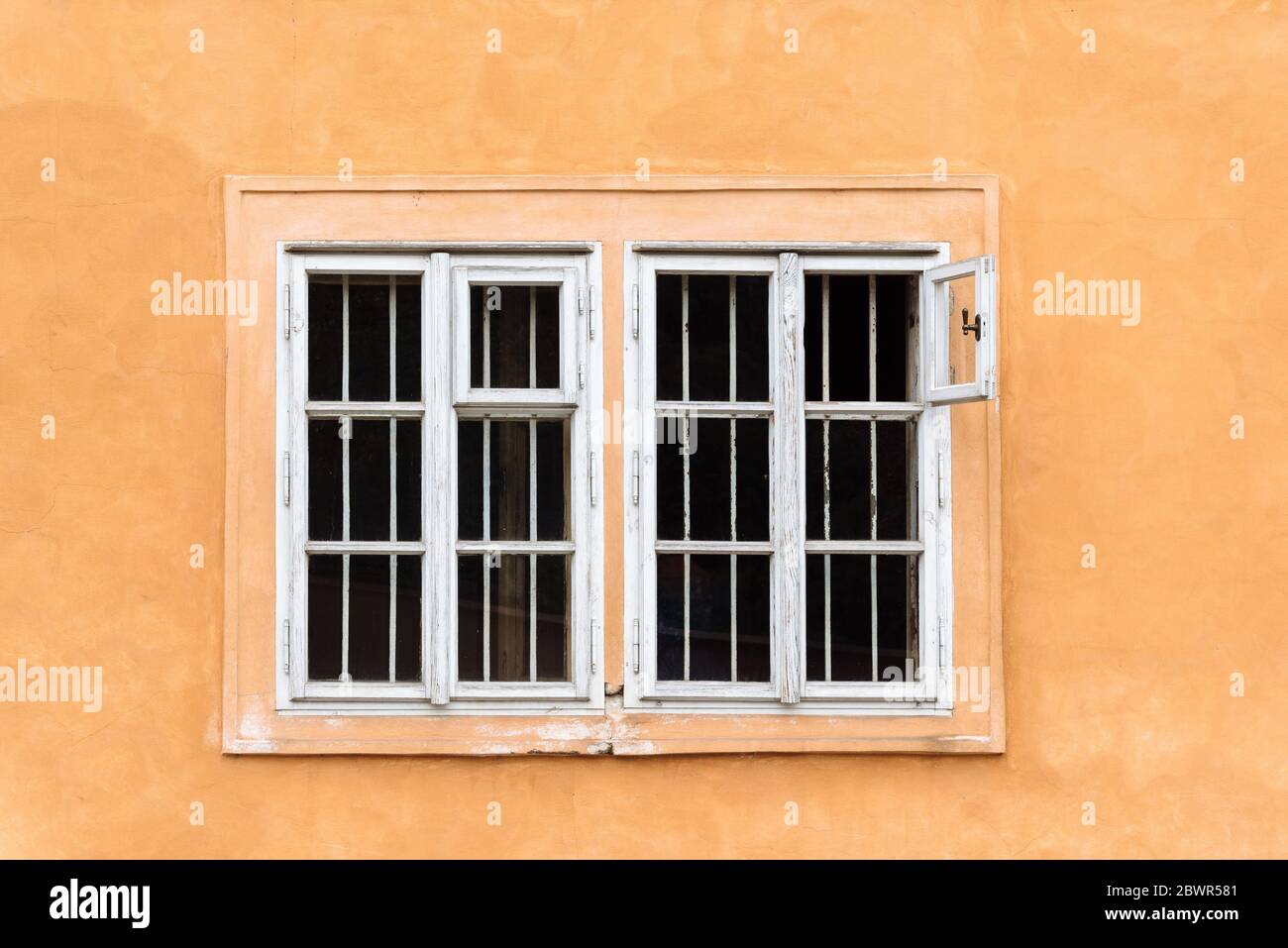 Old white window in residential building in Prague Stock Photo - Alamy
