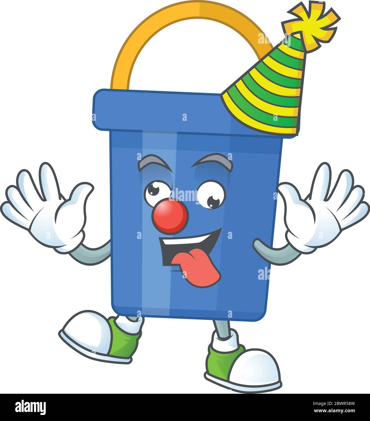 entertaining Clown blue sand bucket caricature character design style ...