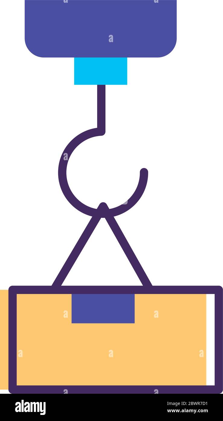 box carton hanging in hook delivery service line and fill style Stock ...