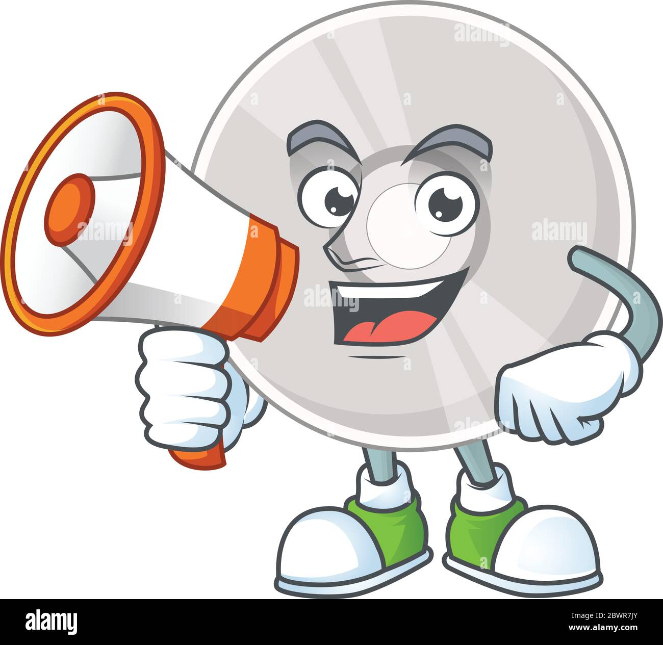 An image of compact disk cartoon design style with a megaphone Stock ...