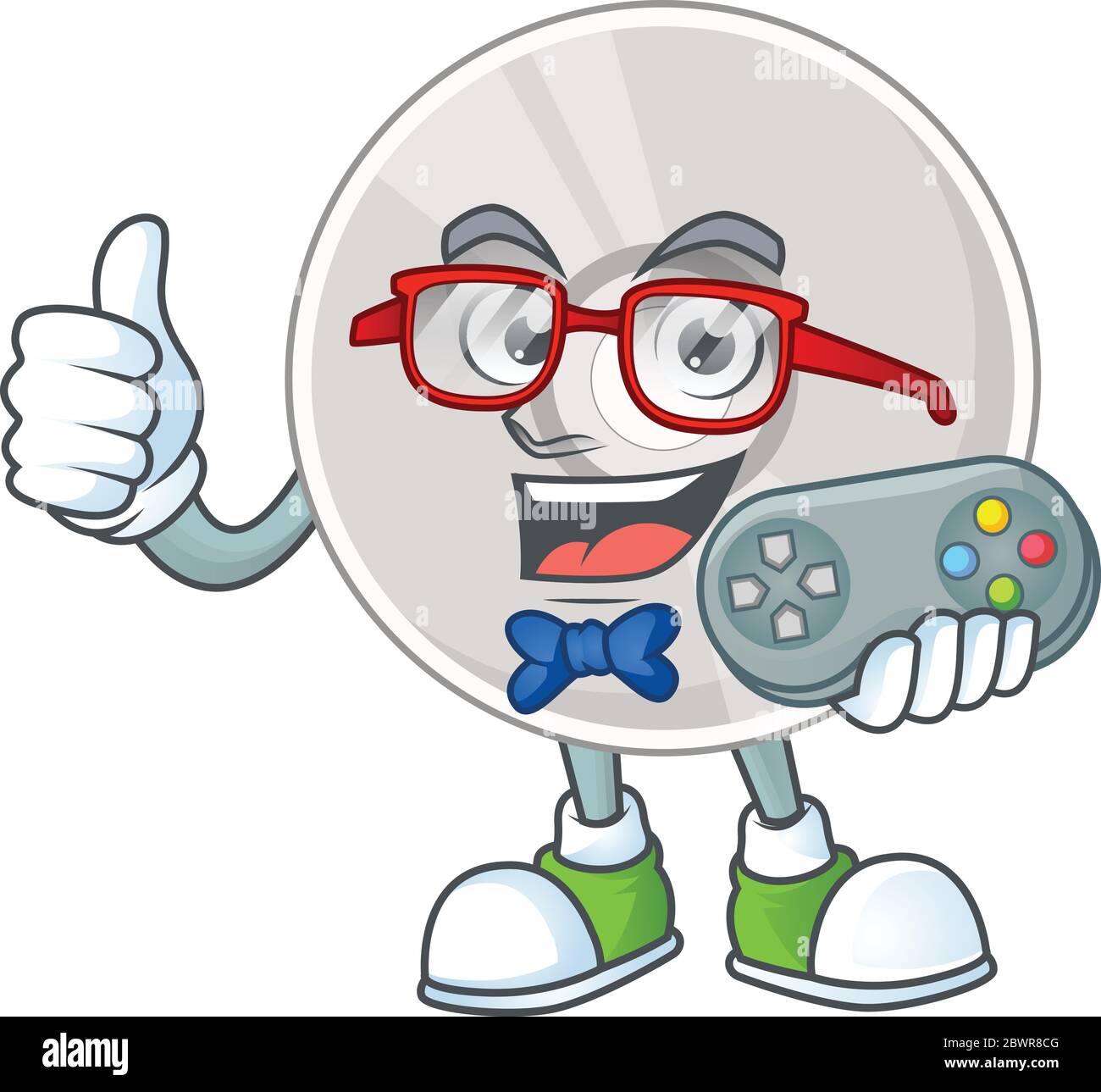 Cartoon mascot design of compact disk play a game with controller Stock ...