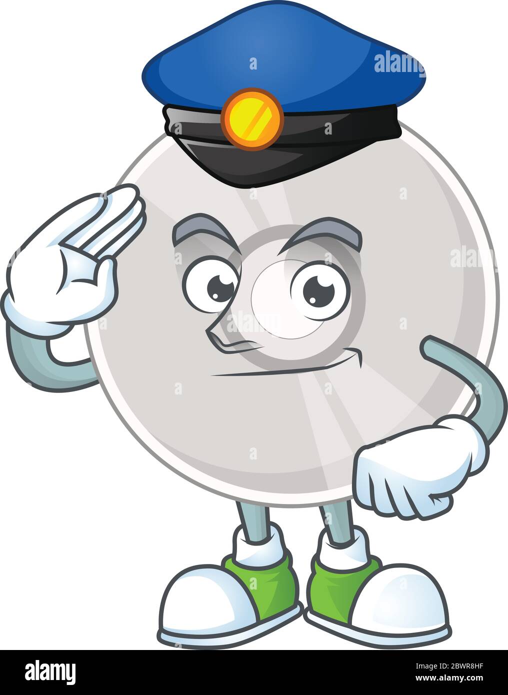A dedicated Police officer of compact disk cartoon drawing concept ...