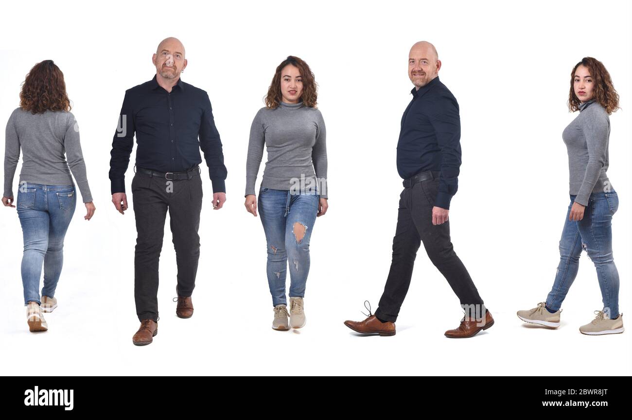 Two people walking side by side Cut Out Stock Images & Pictures - Alamy
