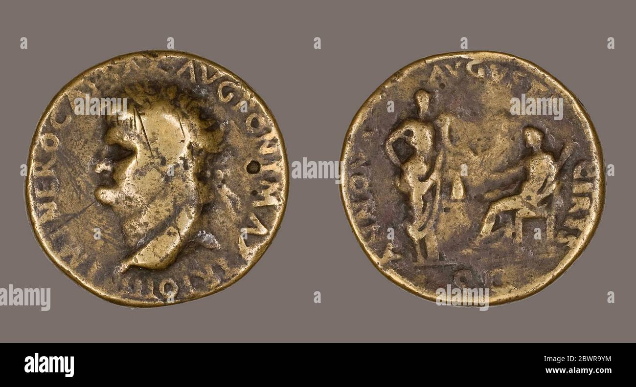 Author: Ancient Roman. Sestertius (Coin) Portraying Emperor Nero - AD ...