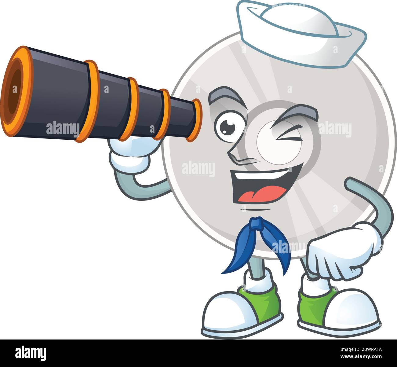 cartoon picture of compact disk in Sailor character using a binocular ...