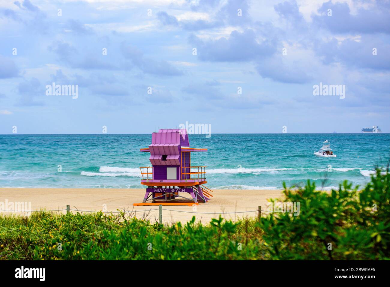 Panorama view of Miami South Beach, Florida, USA. Travel holiday ocean ...