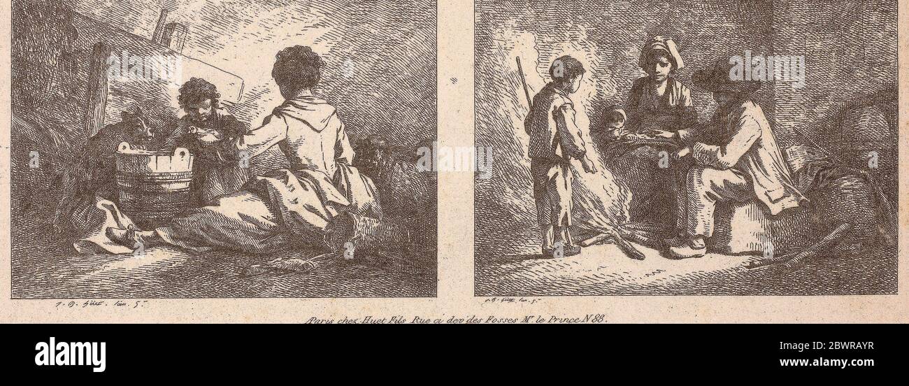 Author: Jean Baptiste Huet. Children with a Dog and Sheep and Peasant ...
