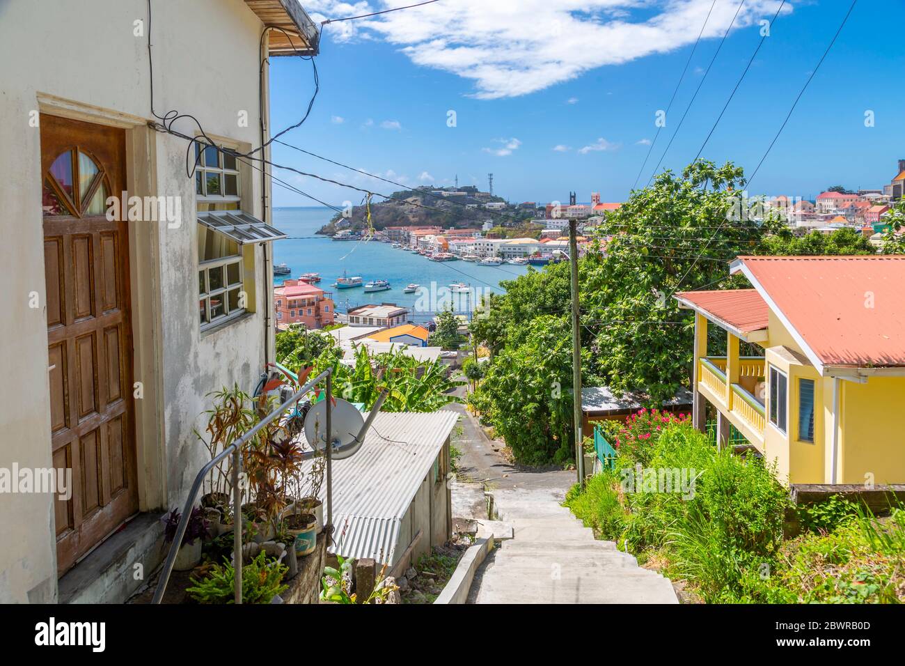 Elevated view of the Carnarge of St George's, Grenada, Windward Islands, West Indies, Caribbean ...