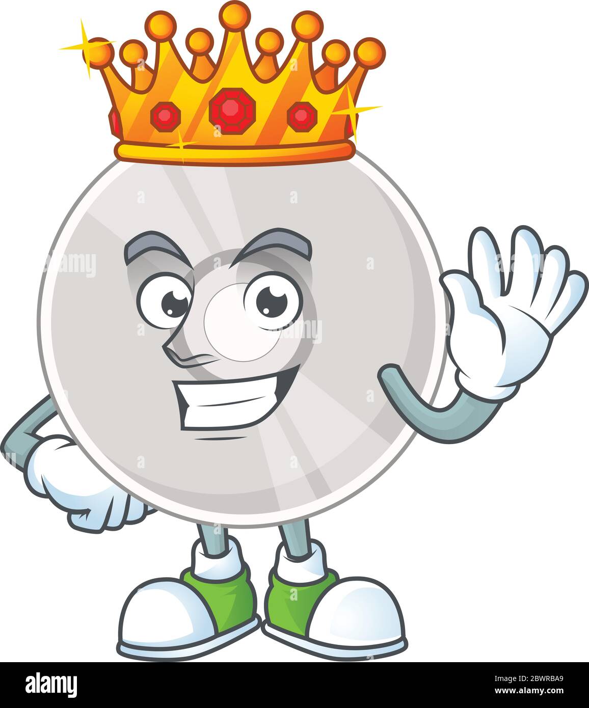 A charming King of compact disk cartoon character design with gold ...