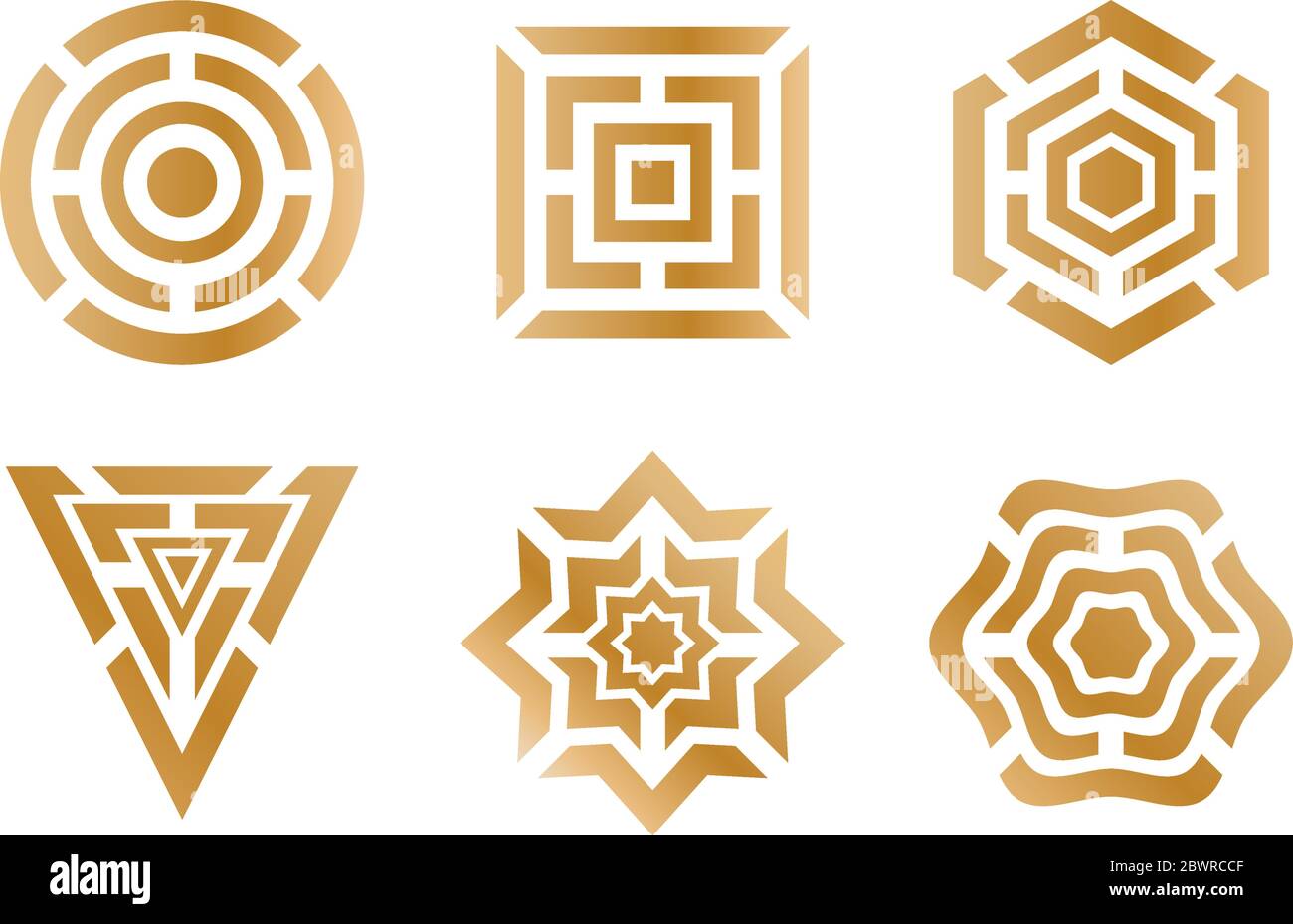 Set of golden geometric shape and design elements Stock Vector Image ...