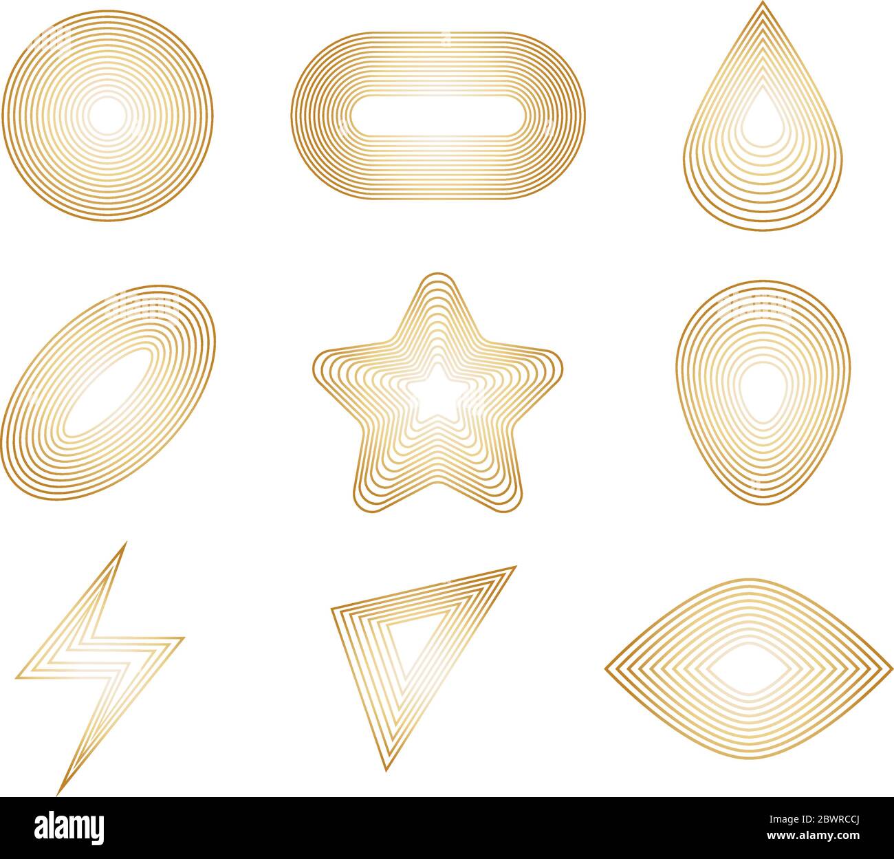 Vector illustration of golden line in geometric shape element isolated ...
