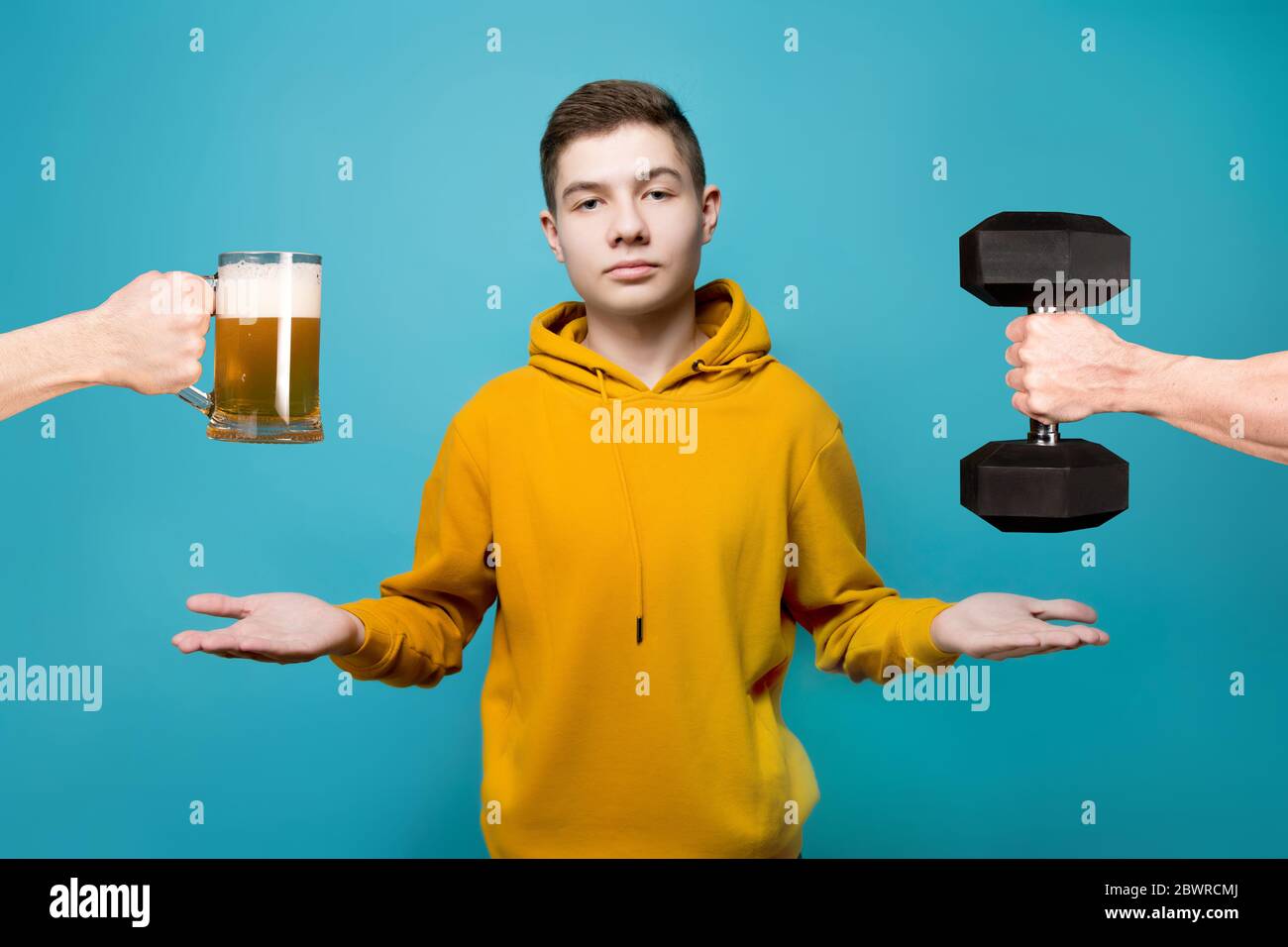 A symbol of the teenager s choice between sports and alcohol Stock ...